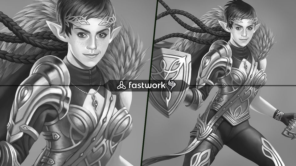 Illustrasi Digital Hitam Putih - Grayscale & Flat Background