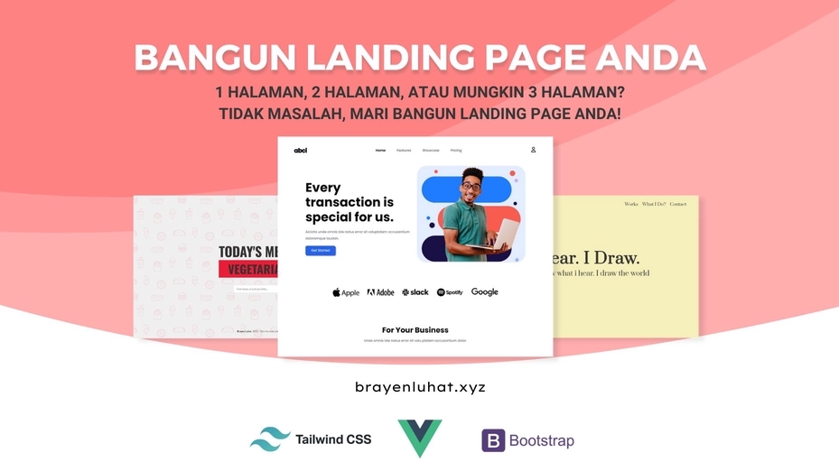 Pembuatan Landing Page : 1 Halaman - Multi Halaman (Tailwind/Bootstrap)