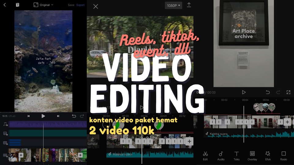 55k bisa dapet VIDEO EDITING REEL, TIKTOK, SHORT, EVENT, YOUTUBE, TUGAS