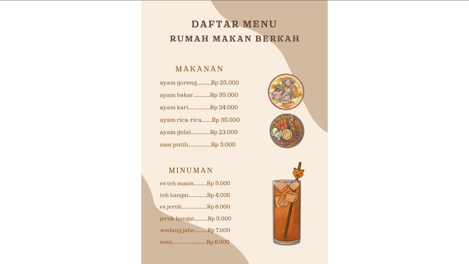 Pembuatan menu makanan, minuman dll