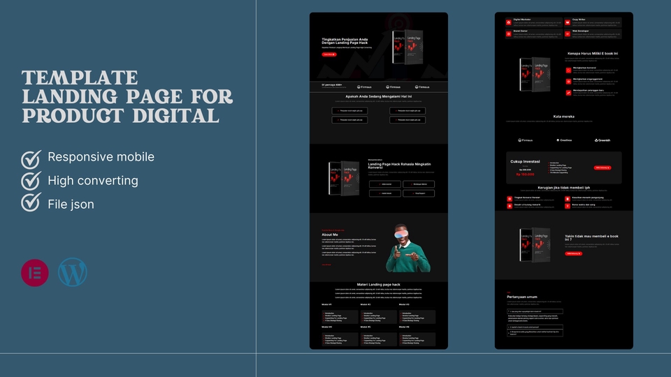 Template website produk digital file json elementor wordpress