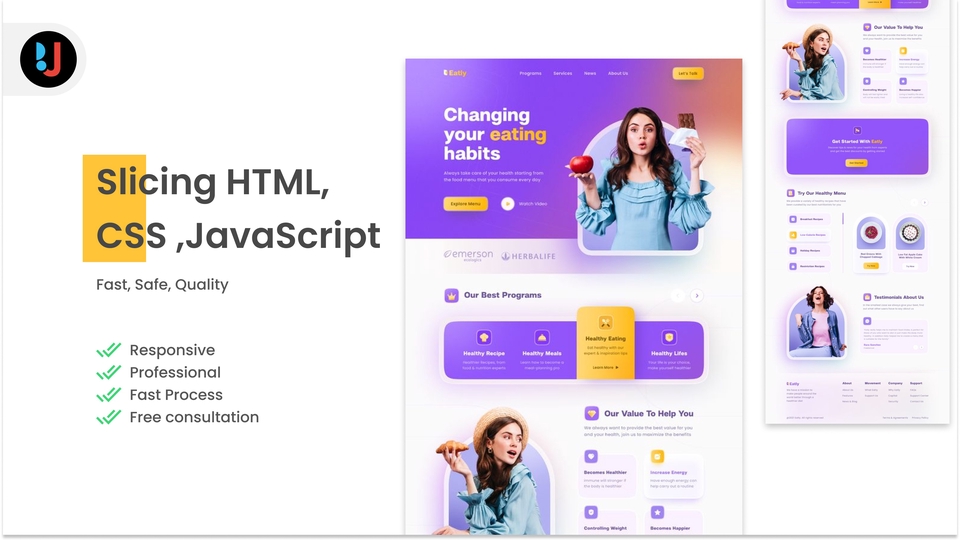 Slicing (convert) Desain UI/UX Figma, PNG, JPG to HTML, CSS, JS