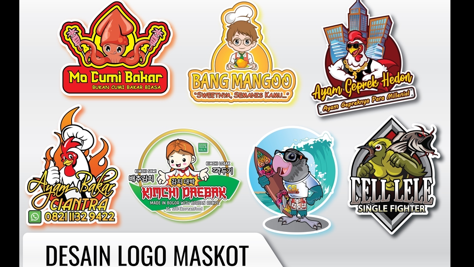 Edit Logo Maskot Kartun berdasarkan Referensi Contoh dari Buyer