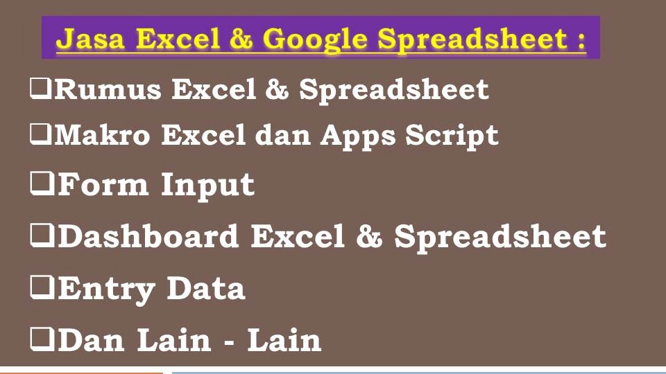 Jasa Excel Aneka Fungsi dan Jasa Google Spreadsheet Cepat Pembuatan Rumus, Entri Data, Editing