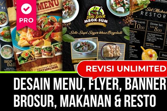 Desain Menu Minuman Makanan, Resto & Kuliner "Revisi Unlimited"