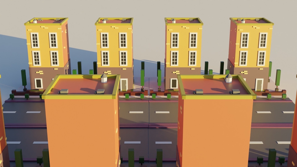 Desain 3d low poly untuk ilustrasi atau asset game