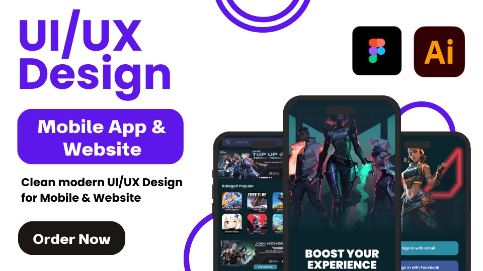 Clean & Modern UI/UX Desain Mobile dan Website