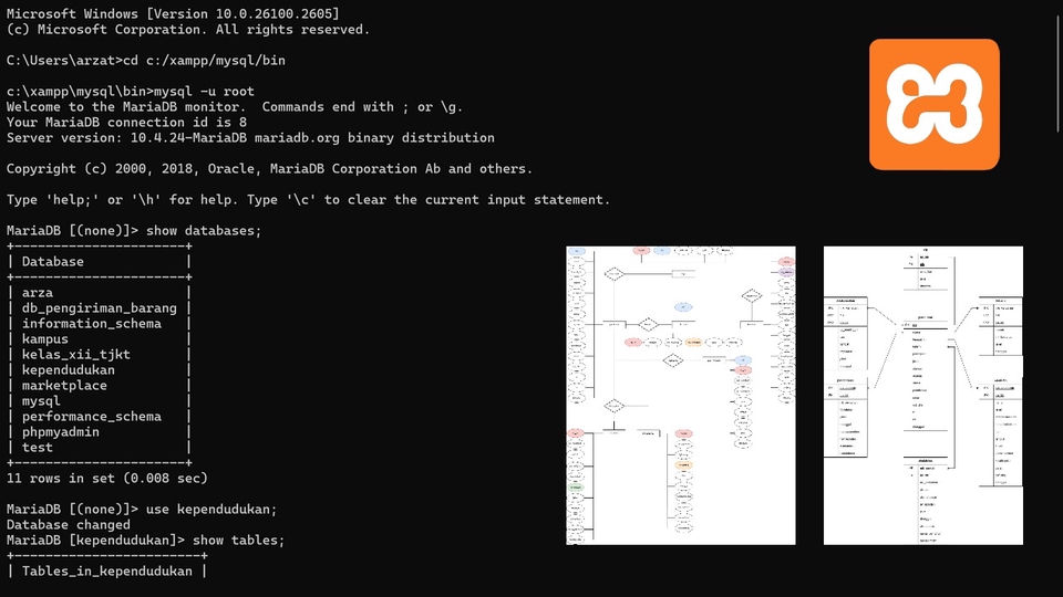 Jasa Pembuatan Rancangan ERD, LRS, Database, Table Menggunakan MYSQL XAMPP Pada Windows..