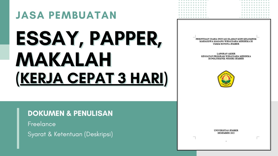 Pembuatan Makalah, Essay, & Papper (Kerja Cepat 3 Hari)