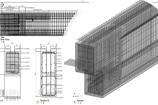 เขียนแบบชิ้นงาน Precast พร้อมจัดทำ Bar Cut list