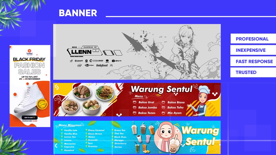 Desain banner profesional, original, kekinian