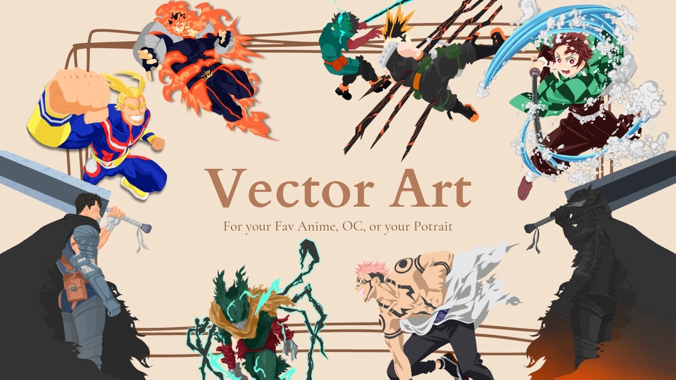 Jasa Ilustrasi Vector Art untuk Potrait, Fanart, Anime, dll