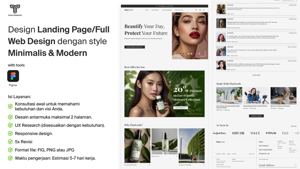 Desain Landing Page/Full Website dengan Style Modern Minimalis