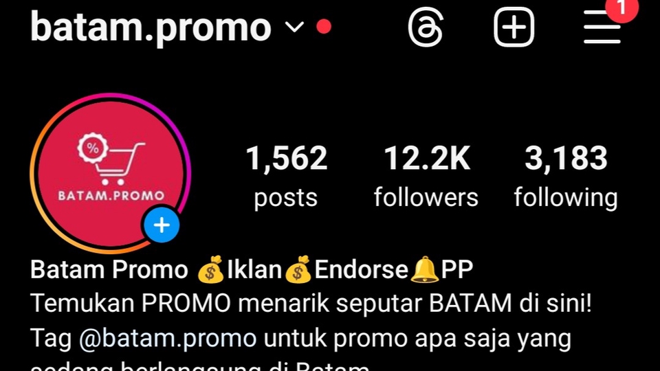 Batam Promo Paid Promote Story Feed Reels Post