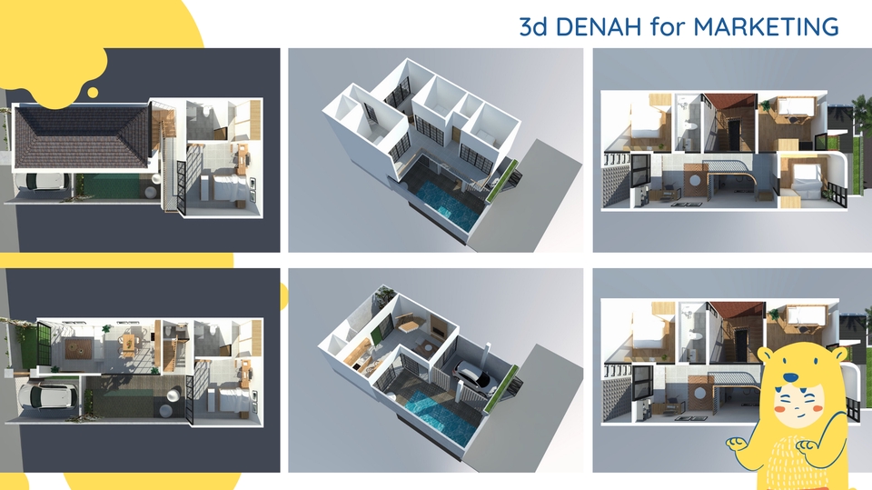 Visualisasi Denah 3D - Forniture Render - 1 Hari Jadi