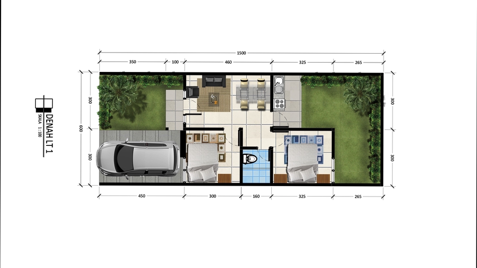 2D DESAIN ARSITEKTUR (DENAH TAMPAK POTONGAN)