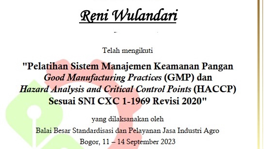 Konsultasi dokumen HACCP (Manual HACCP, SOP, IK, Form rekaman ...