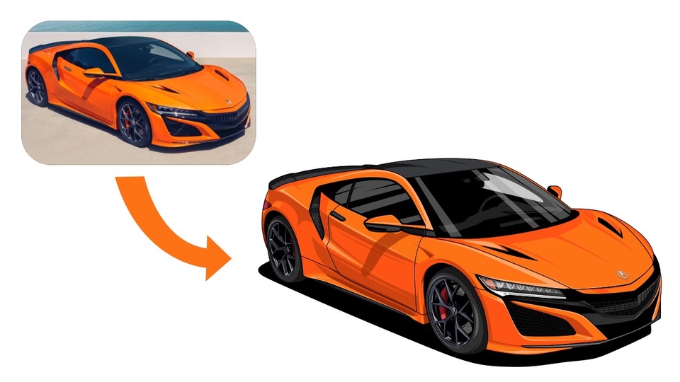 Vector Ilustrasi Mobil dan Motor