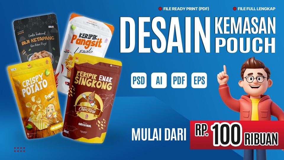 DESAIN KEMASAN PRODUK STANDING POUCH, MURAH!