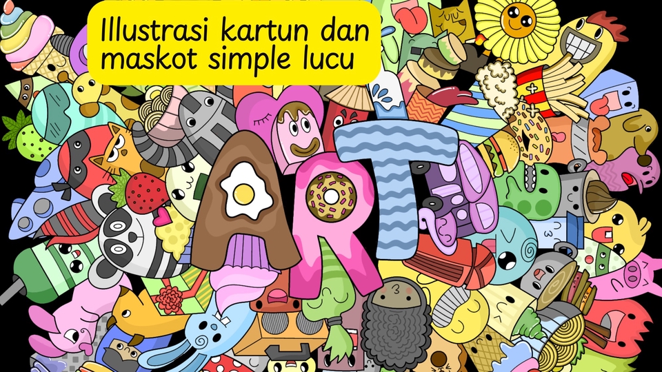 Desain Illustrasi karakter kartun dan maskot lucu simple