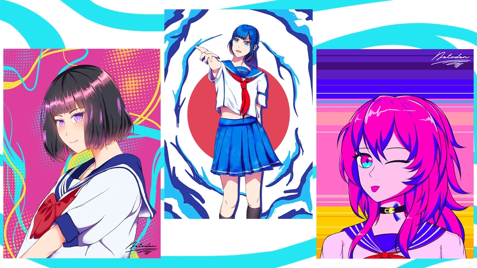 Ilustrasi Anime dengan Pop Art Style