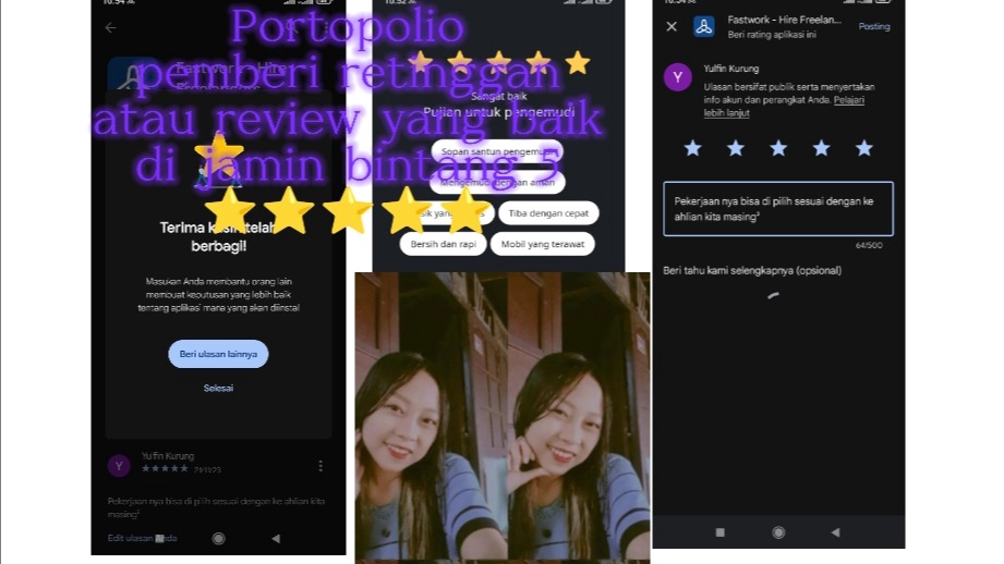 Saya menawarkan jasa pemberi Review pada apk online, dan tokoh² online sesuai dengan deskripsi