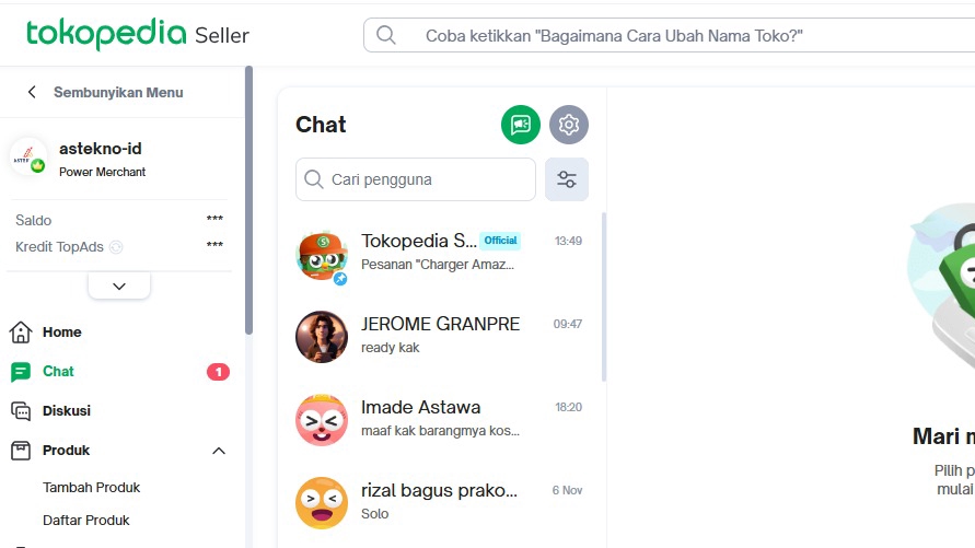 Admin Marketplace Tokopedia, Shopee, Blibli,