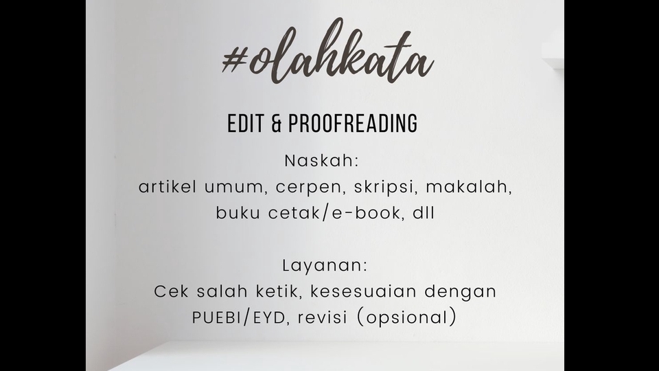 Jasa Proofreading dan Edit/Sunting Naskah (Bahasa Indonesia)