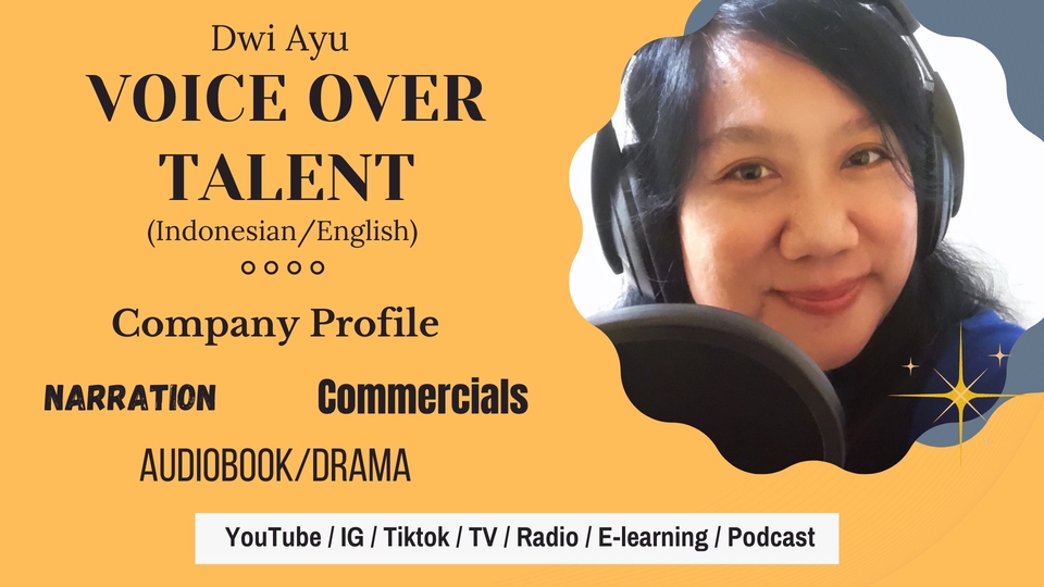 Female Voice Over Talent (Indonesian/English)- Berkualitas & Fast Response