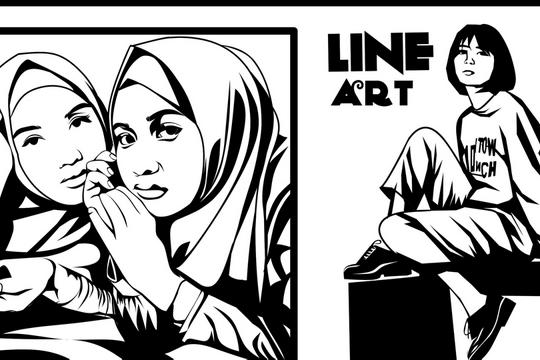 Potret cartoon Line art