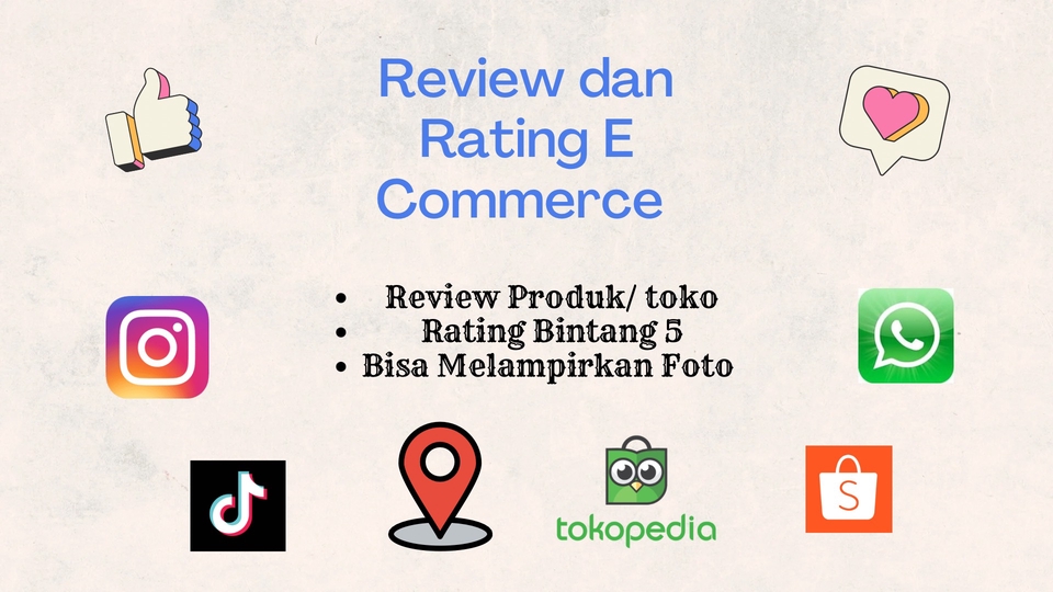 Jasa Review E- Commerce, Gmaps, Rating Bintang 5 😍