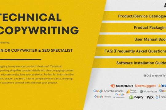 Technical Copywriting (Product Packaging, Product/Service Catalogue ...