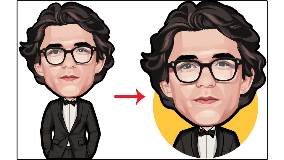 VEKTOR KARTUN KEPALA BESAR DALAM WAKTU KURANG DARI 24 JAM