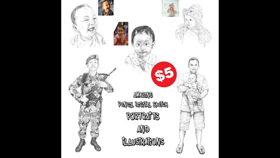 Sketsa pensil digital realis