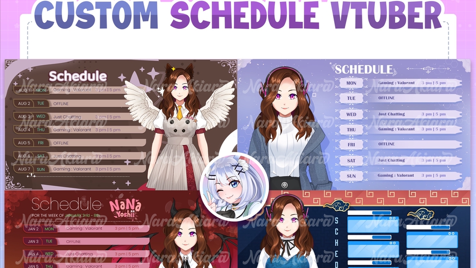 Kustom Stream Schedule untuk vtuber, Overlay, Stream Screen