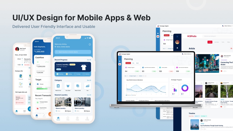 Professional UI/UX Design based on Product Research for Mobile Apps & Web