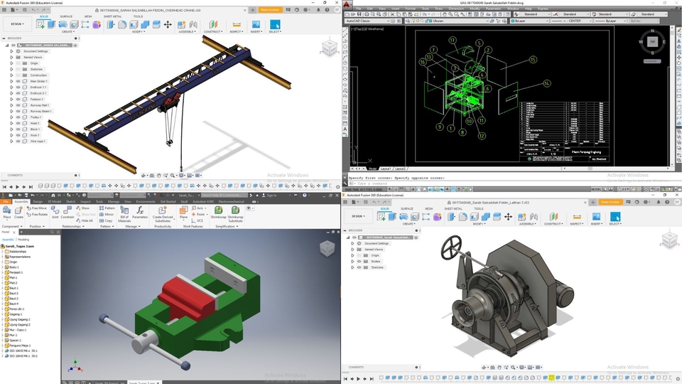 Jasa Gambar Teknik 2D dan 3D CAD - Software AutoCAD, Fusion 360, Inventor, Solidwork, Catia