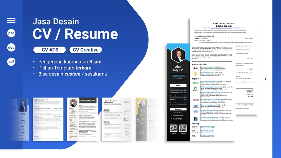 Desain CV / Resume Modern Professional dan Cepat (1 Hari Jadi)