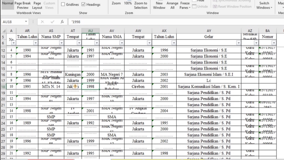 Entry Data Excel Cepat