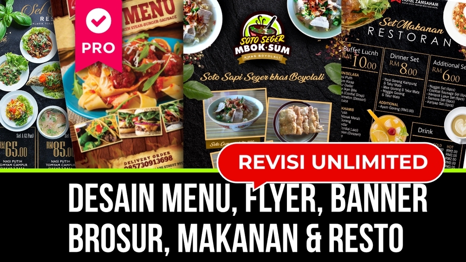 Desain Menu Minuman Makanan, Resto & Kuliner "Revisi Unlimited"