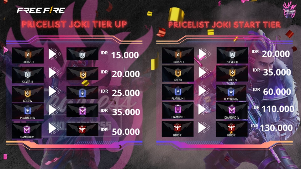 JOKI BOOSTING RANK FREE FIRE 1 DAY