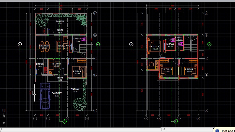 Desain Arsitektur 2D + DENAH TAMPAK POTONGAN