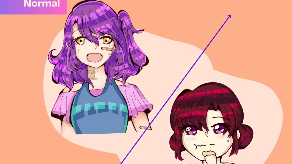 Jasa menggambar style anime bust up normal/chibi