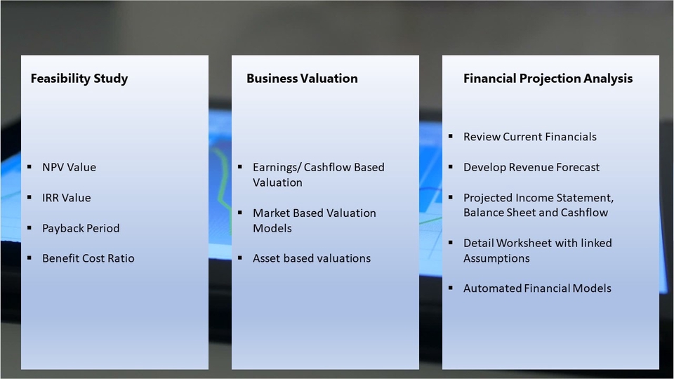 Feasibility Study, Business Valuation, Financial Projection Analysis