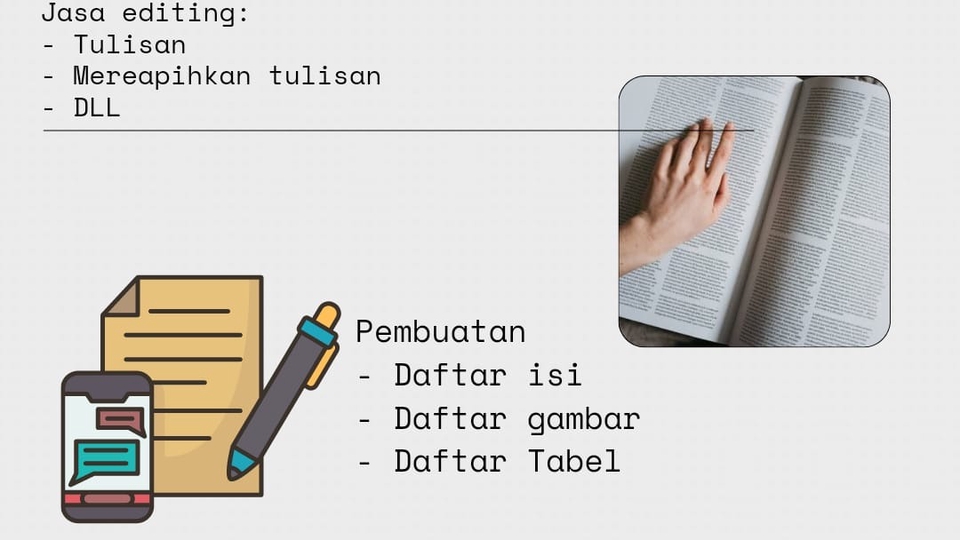 Jasa Edit Tulisan, Pembuatan Daftar Isi, Daftar Pustaka DLL