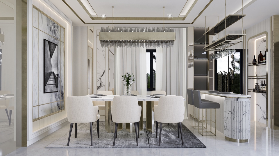 3D Perspective Render Interior บ้านพักอาศัย