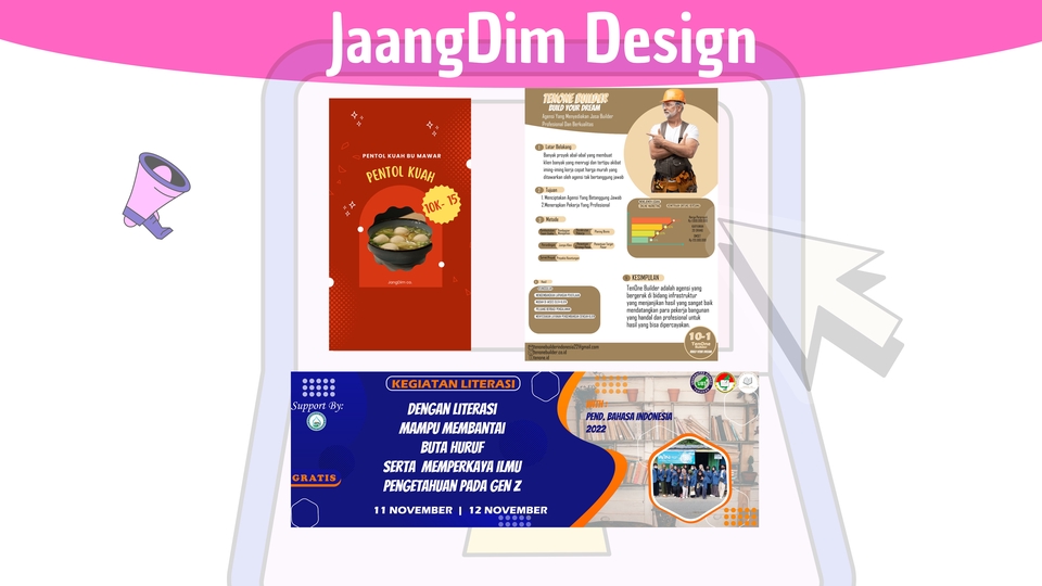 Desain Banner produk atau Menu restorant dengan gaya minimalist dan modern