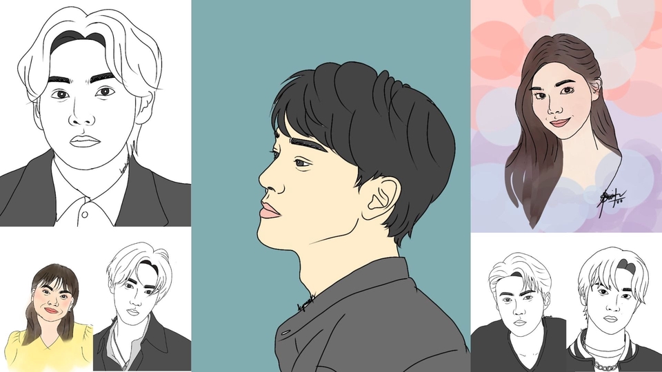 Ilustrasi Wajah | Ilustrasi Digtal | Line art