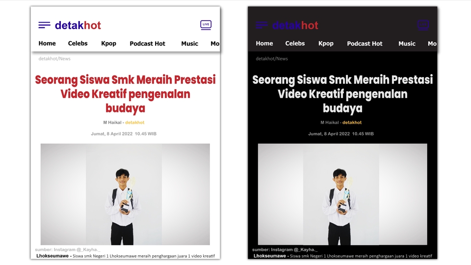 Desain Template berita dan Template instagram