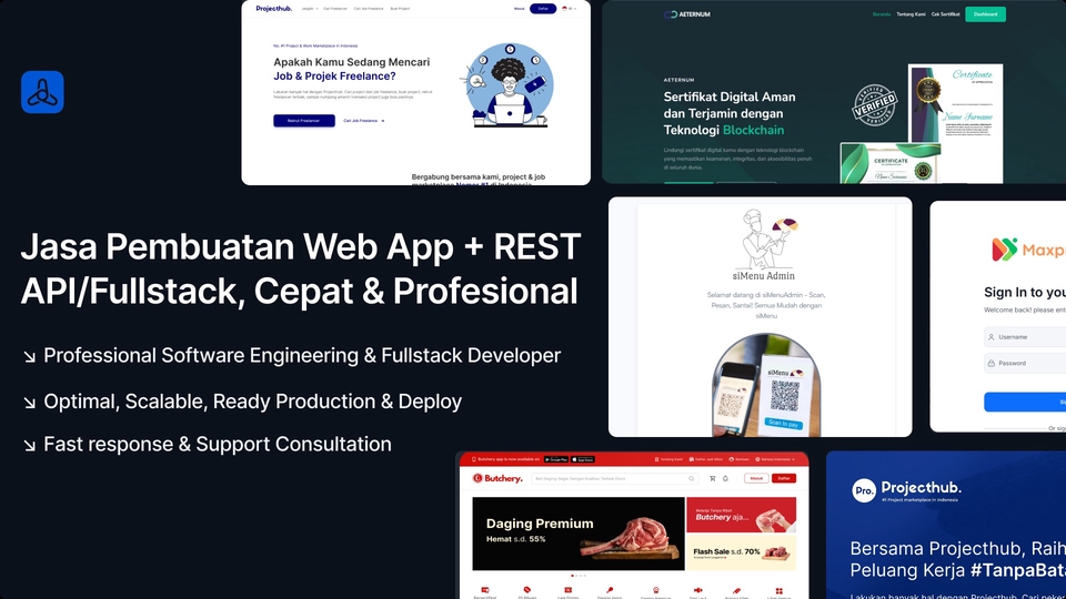 Jasa Pembuatan Web App + REST API/Fullstack, Cepat & Profesional